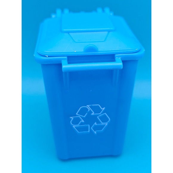 Toys | Miniature Blue Recycle Bin Toy Trash Can Bin With Lid Handle ...